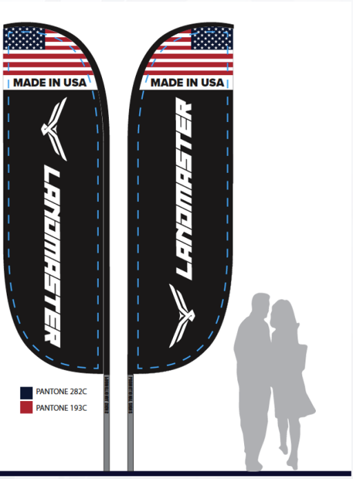 14ft Double Sided Feather Flags with heavy duty X base - Landmaster