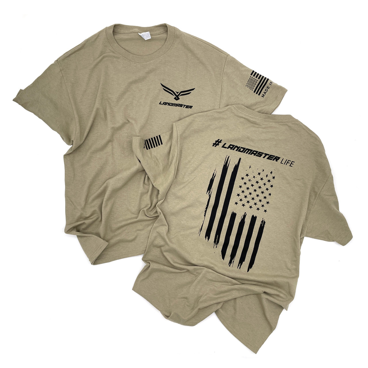 Tan, Flag Back T-Shirt - Landmaster